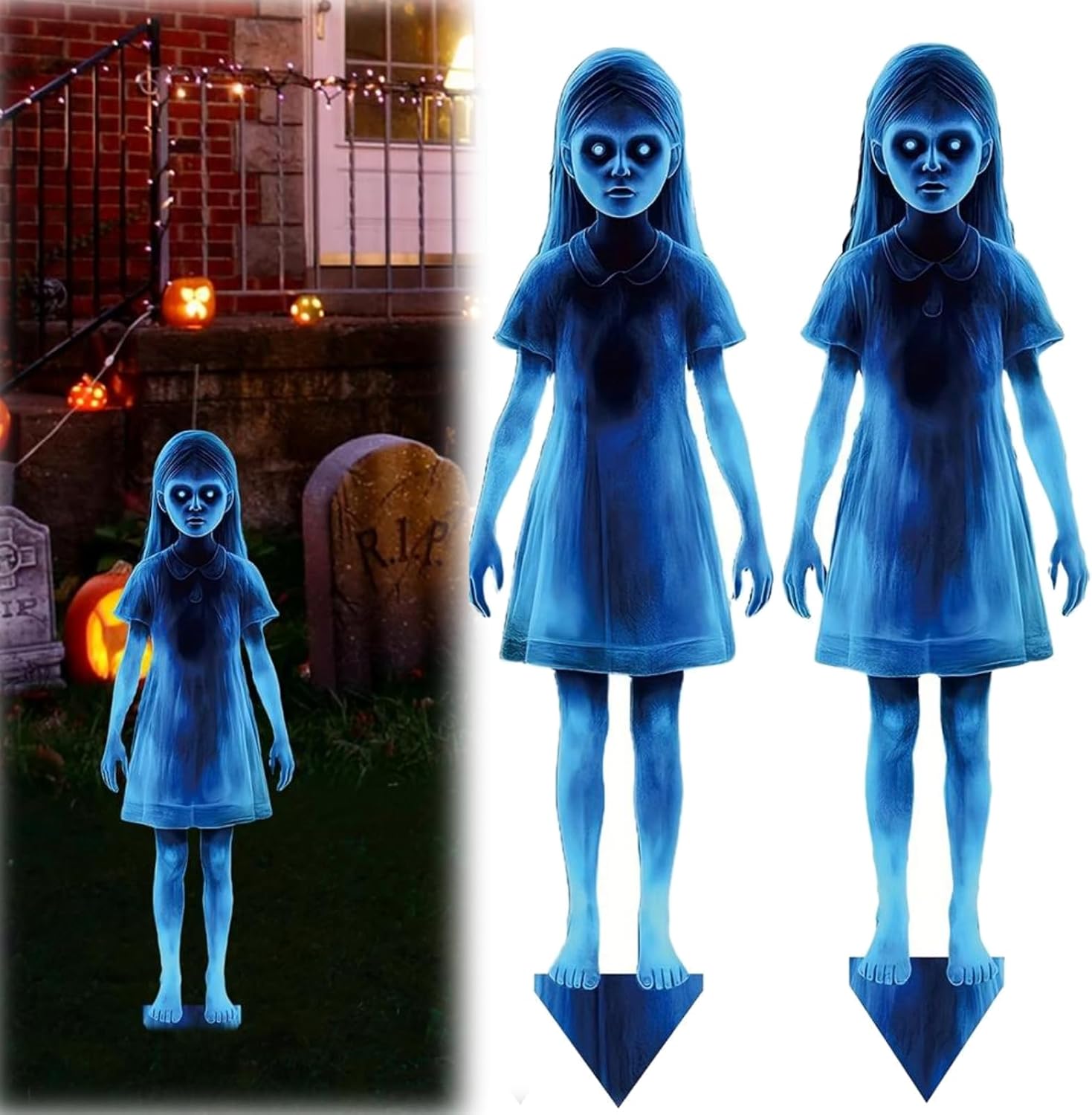 Scary Twins Halloween Yard Signs Stakes, 16 inch Horror Twin Girls ...
