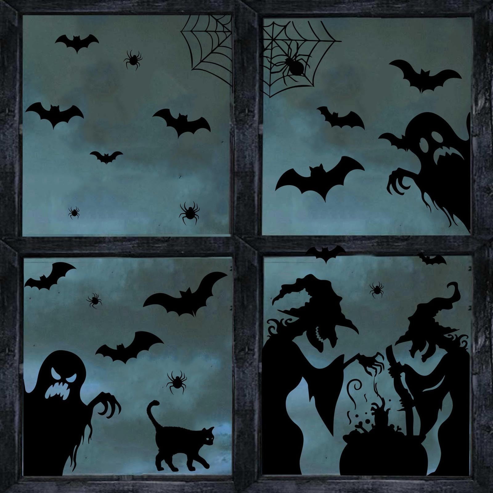 Scary Witch Silhouettes Halloween Window Decals Set of 2 Easy Apply ...