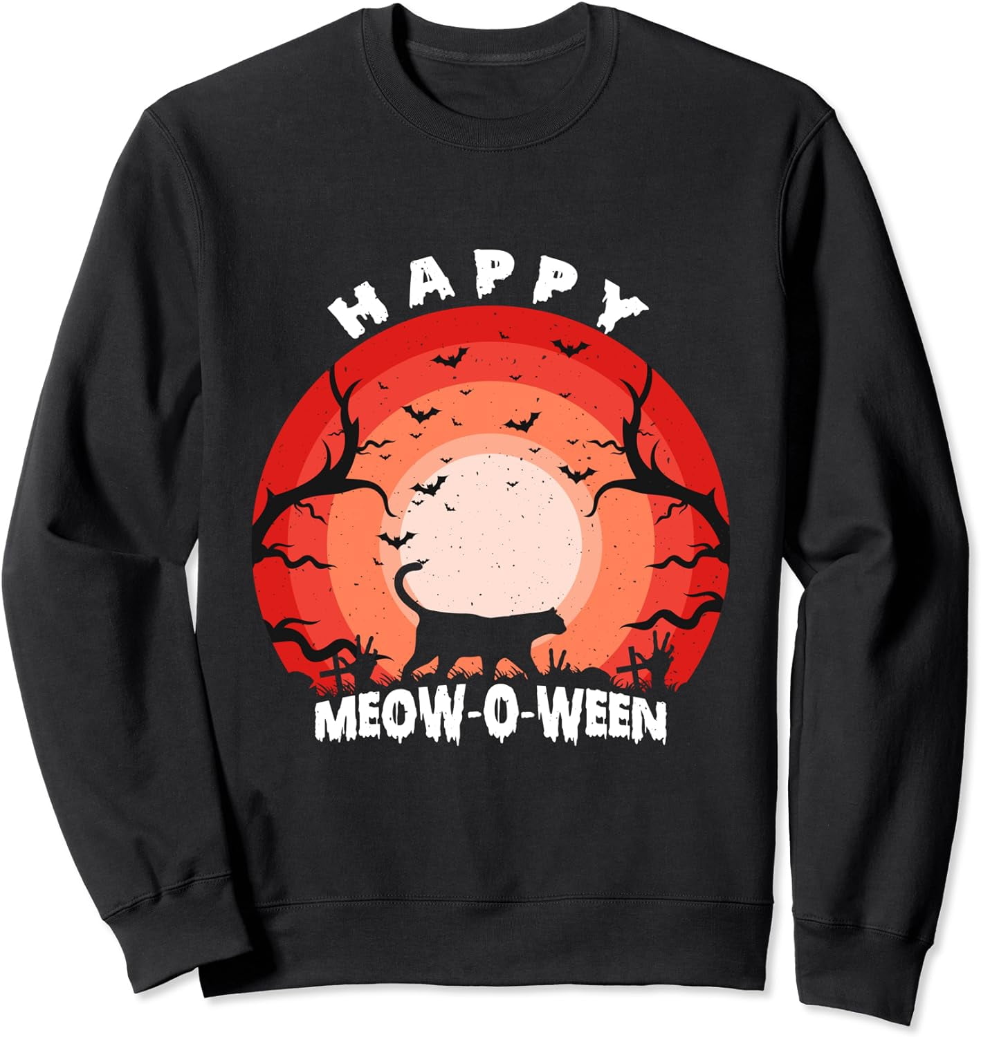 Scary spooky Halloween design happy meoween Sweatshirt - Walmart.com
