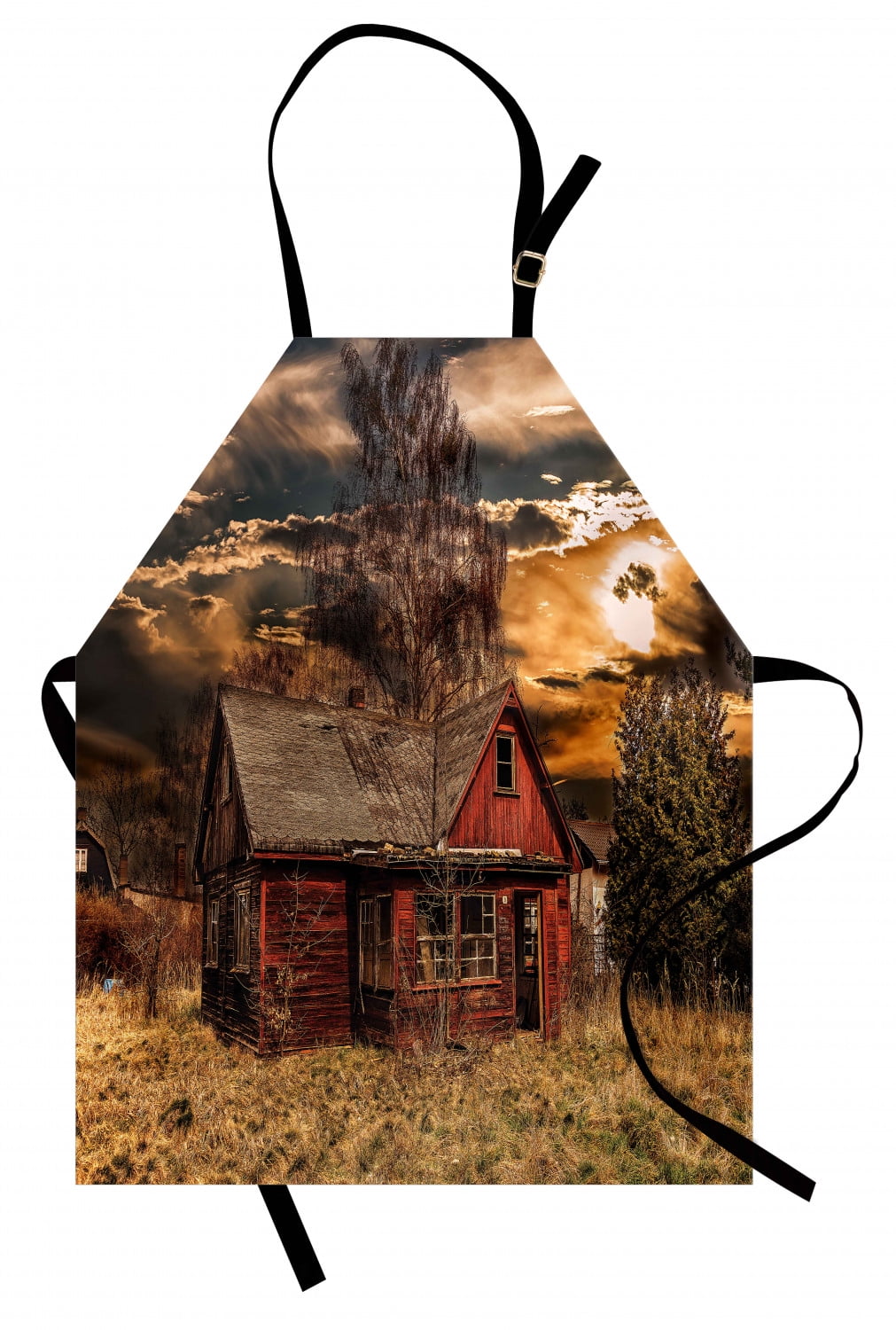 Scenery Apron Scary Horror Movie Themed Abandoned House in Pale Grass ...