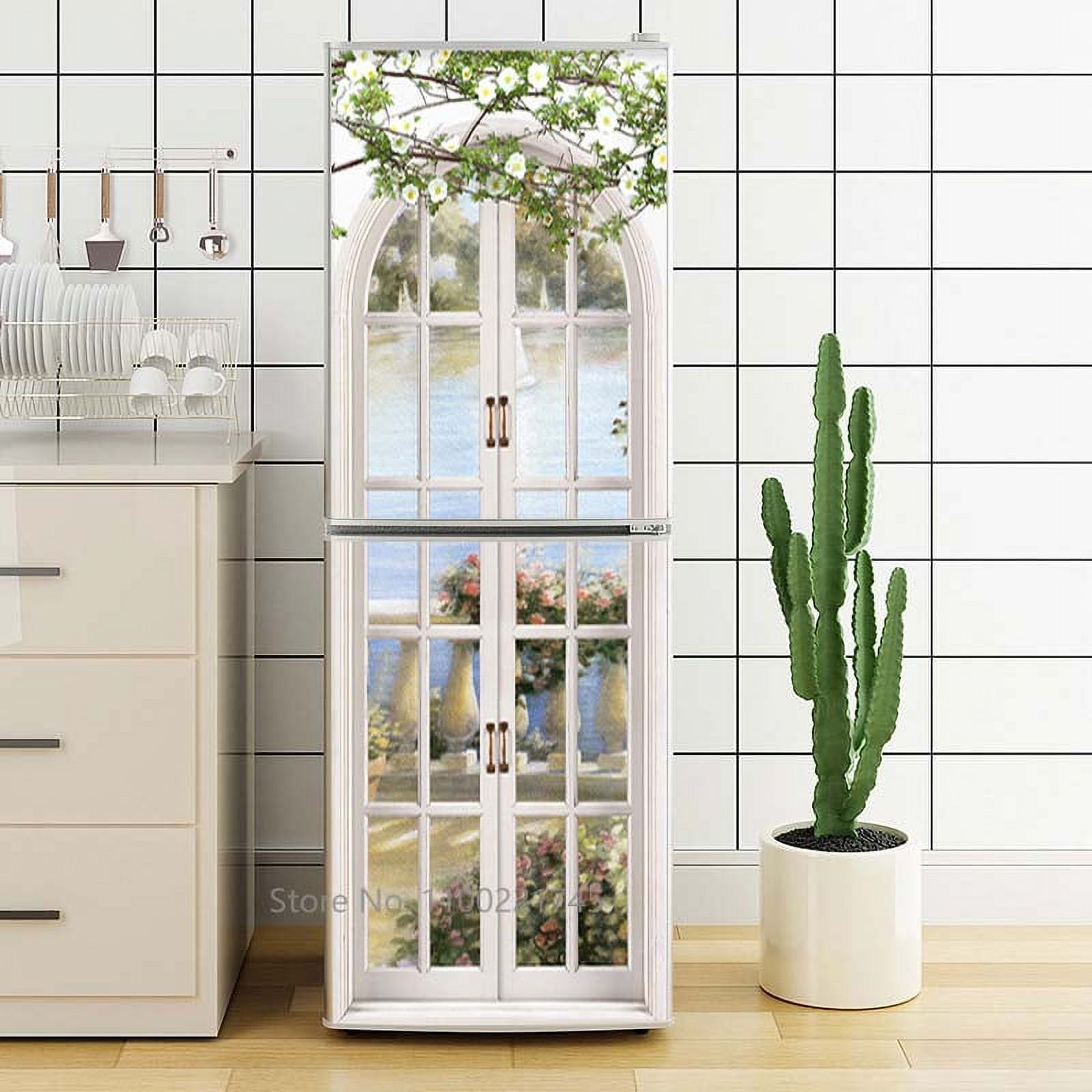 Scenery Fridge Door Mural Cover Peel and Stick Forest Landscape ...