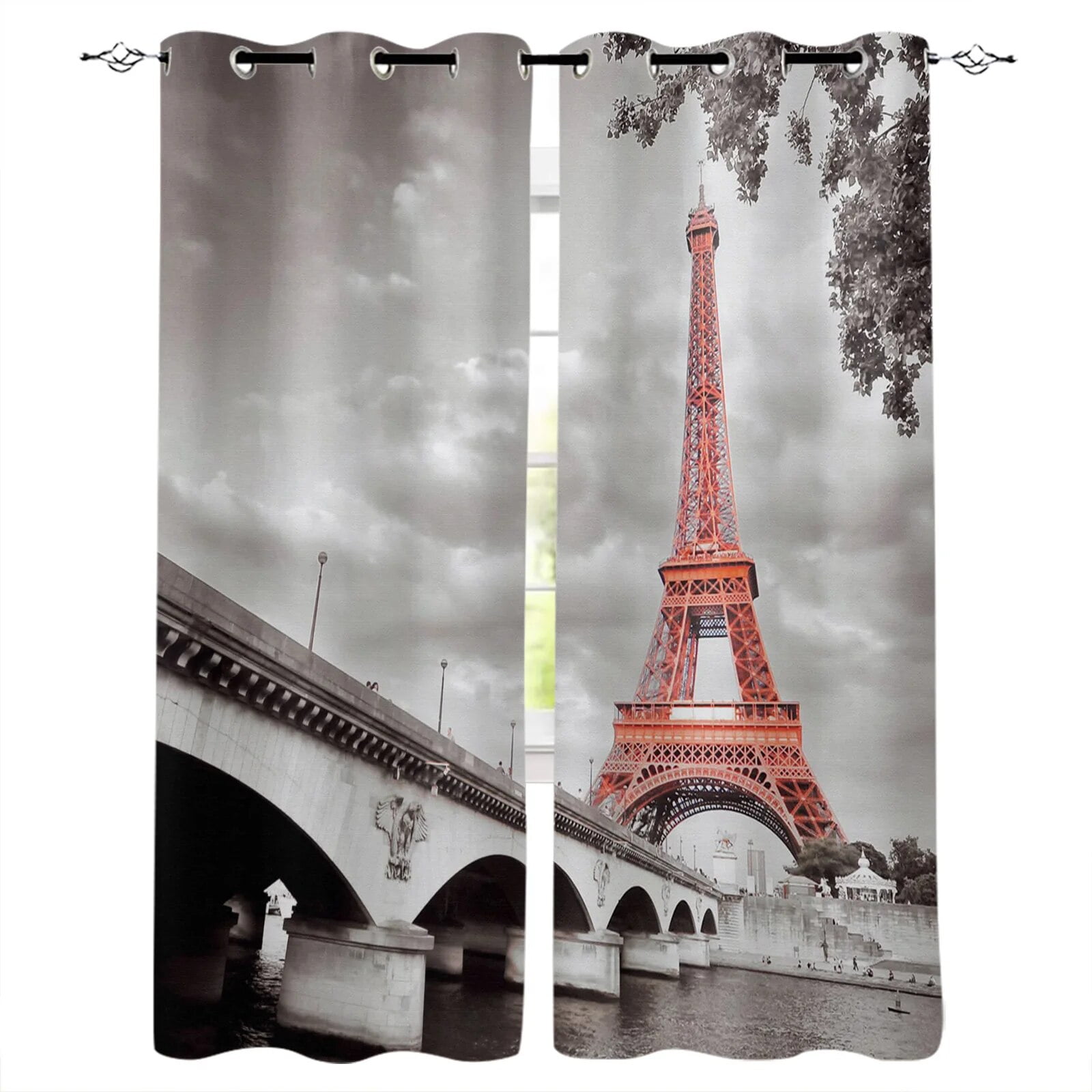 Scenery New York City Bridge Night Print Kitchen Curtain Window ...