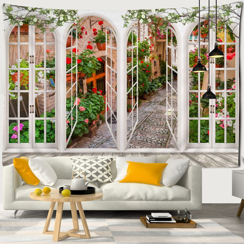 Scenery Outside The Window Tapestry Big Tapestry Beautiful Natural ...