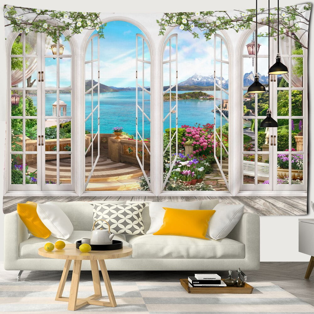 Scenery Outside The Window Tapestry Big Tapestry Beautiful Natural ...