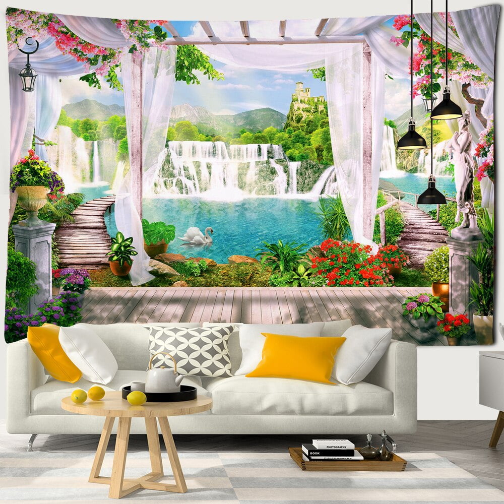 Scenery Outside The Window Tapestry Big Tapestry Beautiful Natural ...