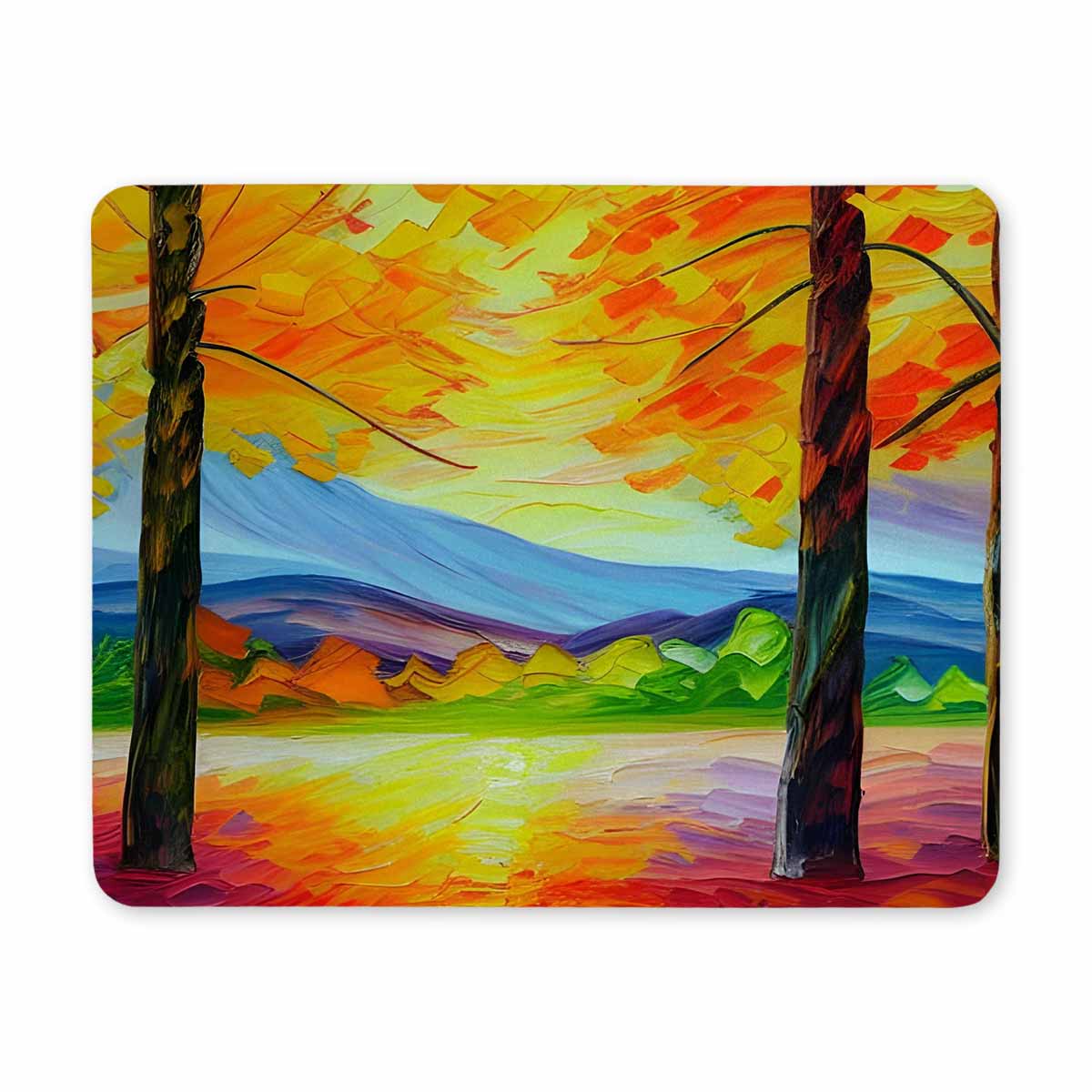 Scenery Picture Office Decor Mouse Pad, Tree Forest Landscape Painting ...