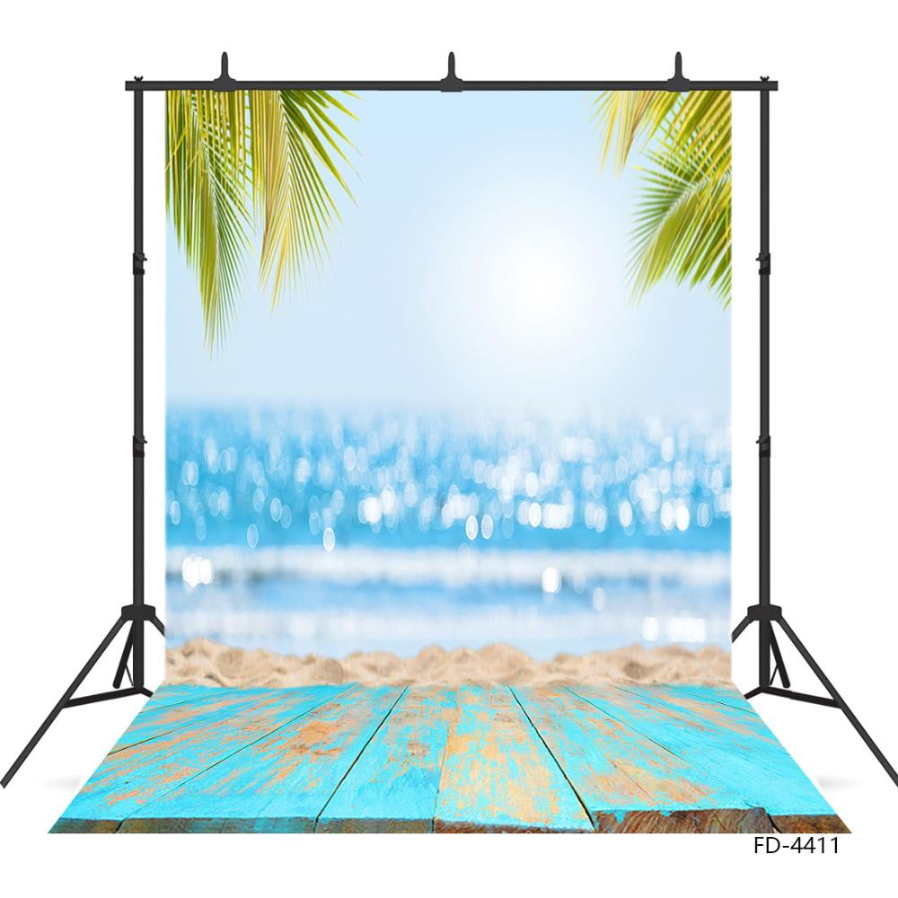 Scenery Sea Sand Bokeh Wooden Plank Photography Backdrop Vinyl Cloth ...