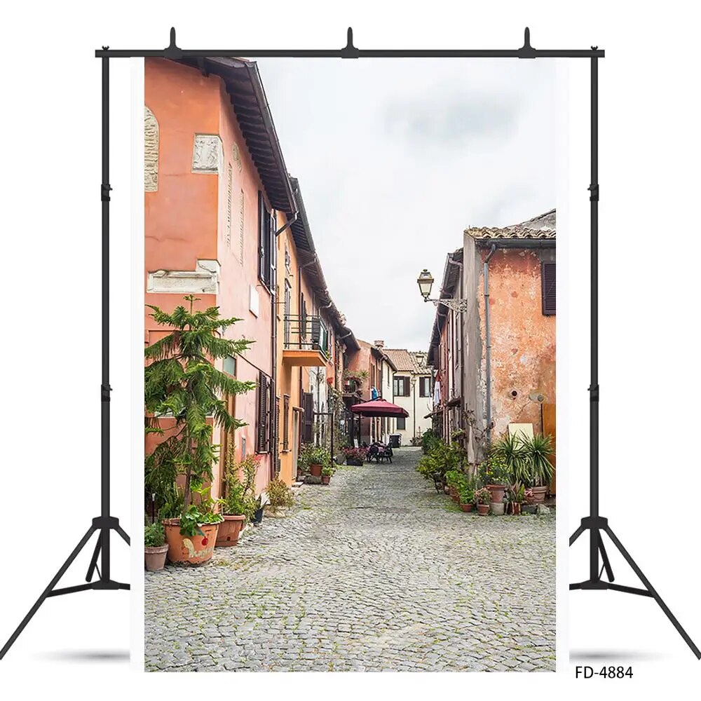 Scenic Ancient City House Vintage Street Background Children Young ...