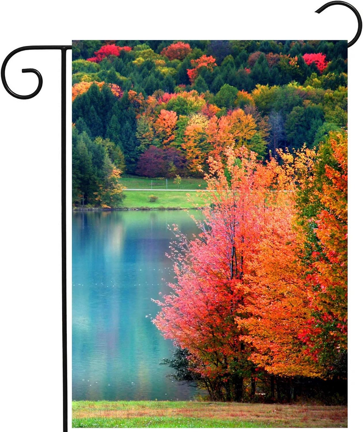 Scenic Autumn Landscape Colorful Trees Lake River Pond in Forest Garden ...