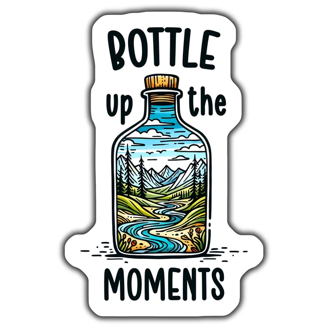 Scenic Bottle Up The Moments Sticker, Nature Landscape Vinyl Decal ...
