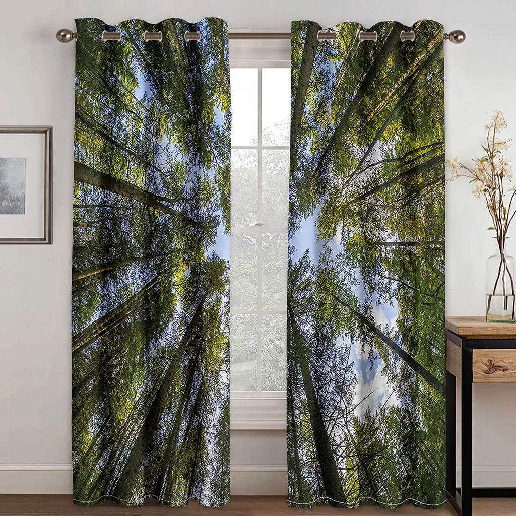 Scenic Curtains for Bedroom Window Curtains for Living Room Green ...