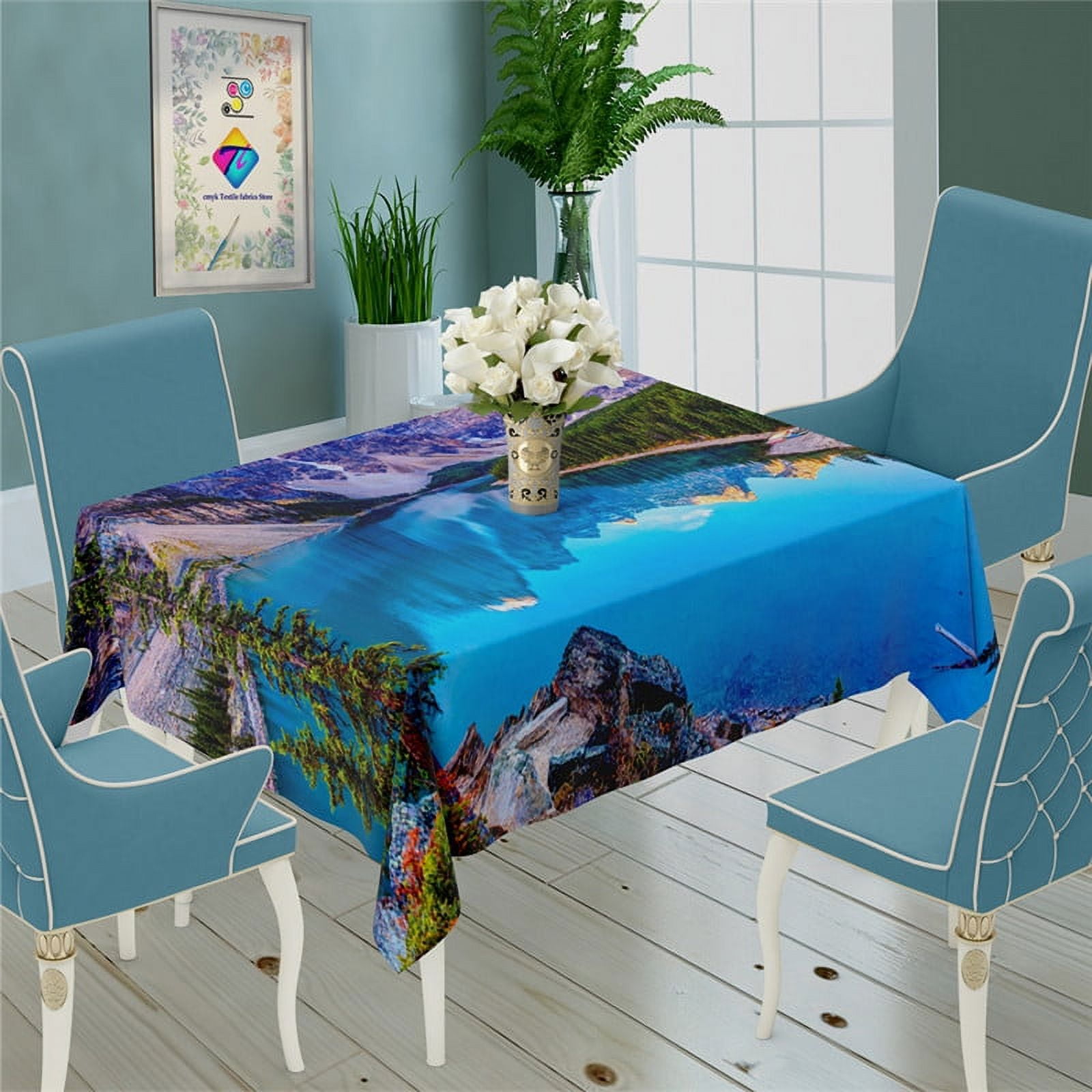 Scenic Forest Building Seaside Rectangular Tablecloths Party ration ...