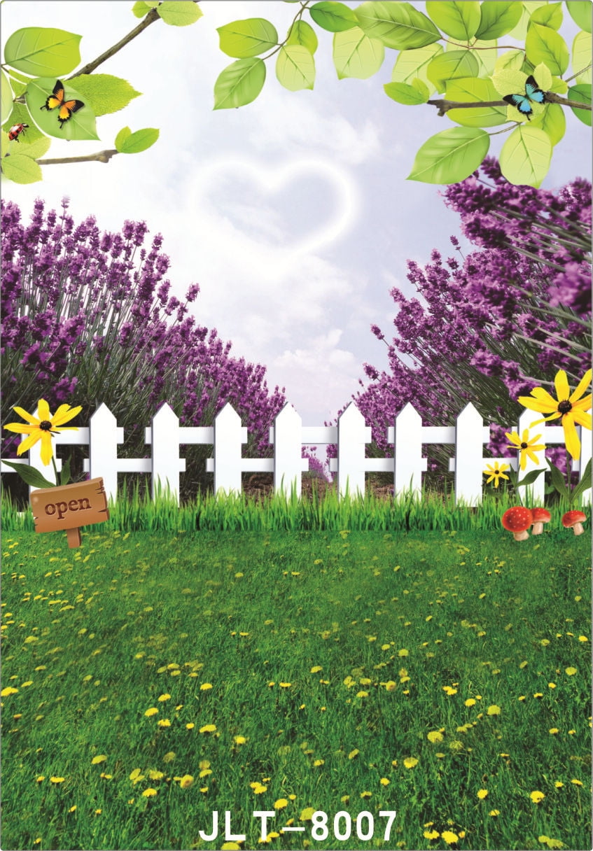 Scenic Garden Fence Lavender Photo Backdrops for Photo Studio Computer ...