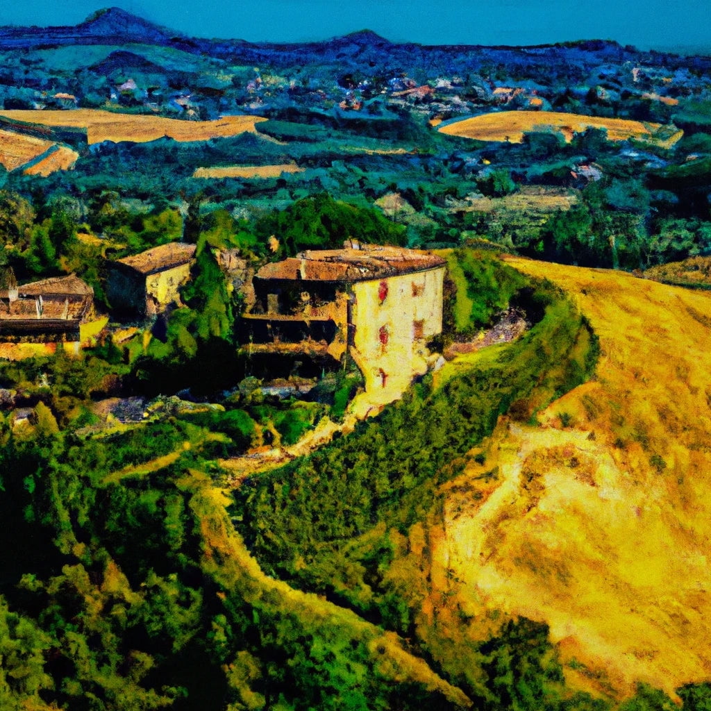 Scenic Italian Countryside Landscape Painting I - 12" x 12" Art Print ...
