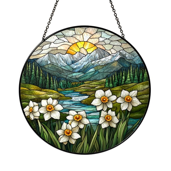 Scenic Mountain Flower Glass Suncatcher for Window - Walmart.com