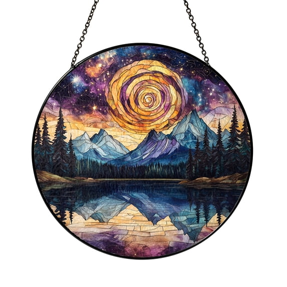 Scenic Mountain Inspired Stained Glass Window Suncatcher - Walmart.com
