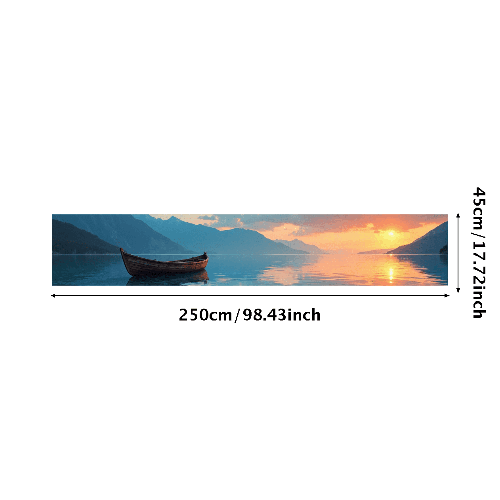 Scenic Mountain Lake Sunset Backdrop Banner, Tranquil Boat Element ...