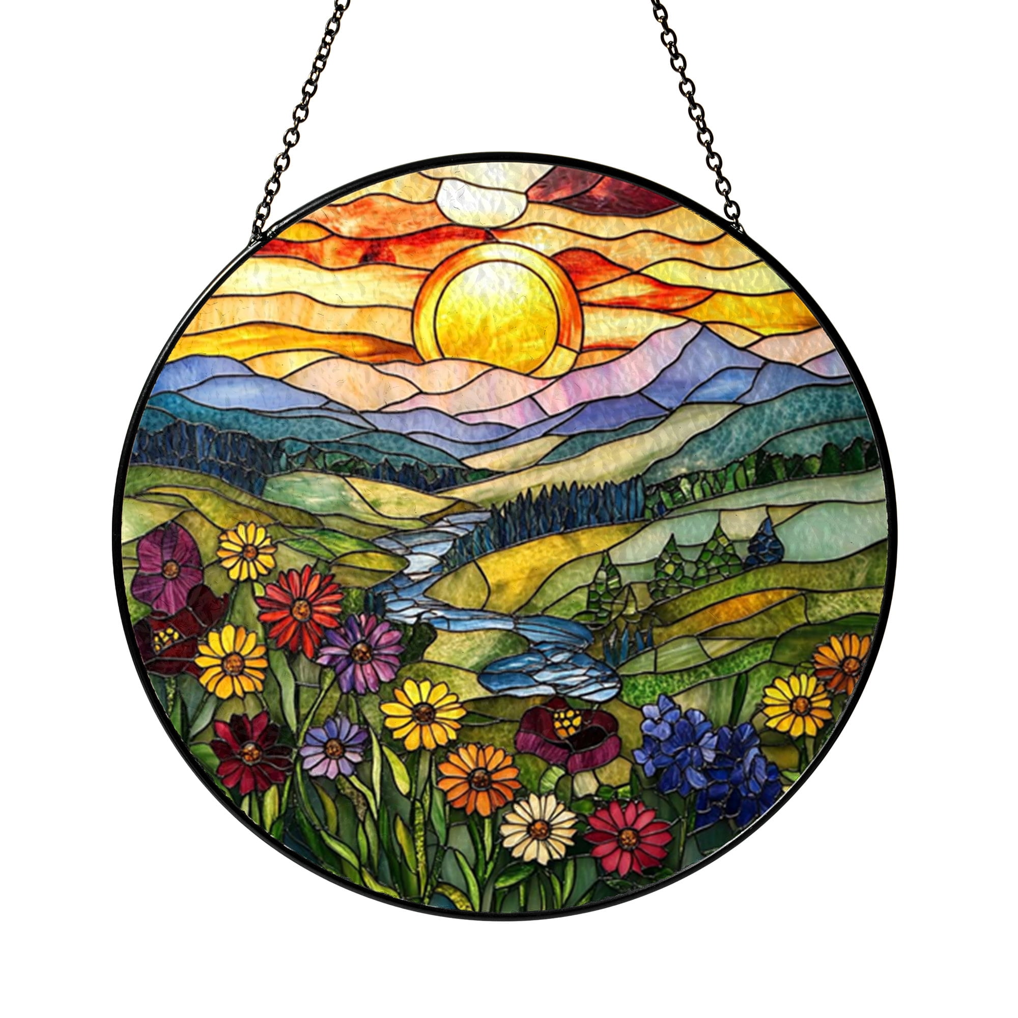 Scenic Mountain River Window Hanging – Decorative Glass - Walmart.com