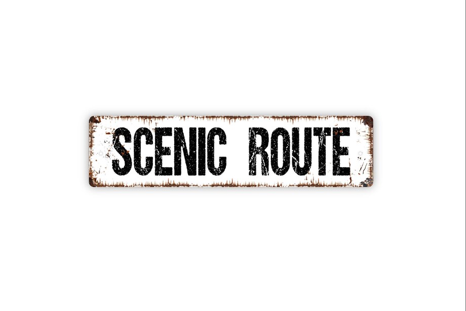 Scenic Route Sign - Rustic Metal Street Sign or Door Name Plate Plaque ...