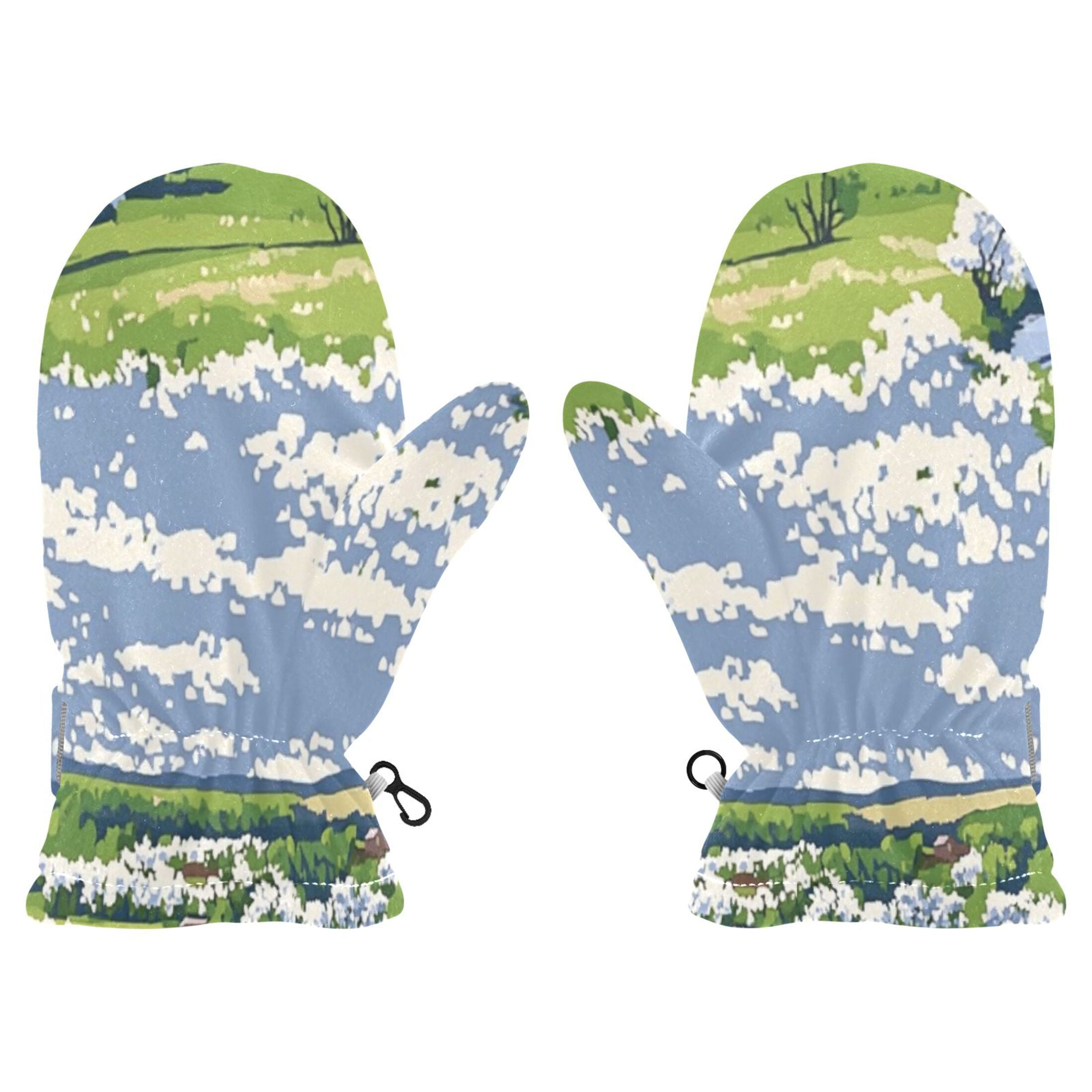 Scenic Spring Landscape Witch Cauldron Pattern Cold Weather Mittens ...
