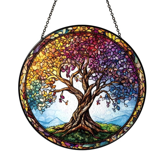 Scenic Tree Stained Glass Style Window Suncatcher - Walmart.com