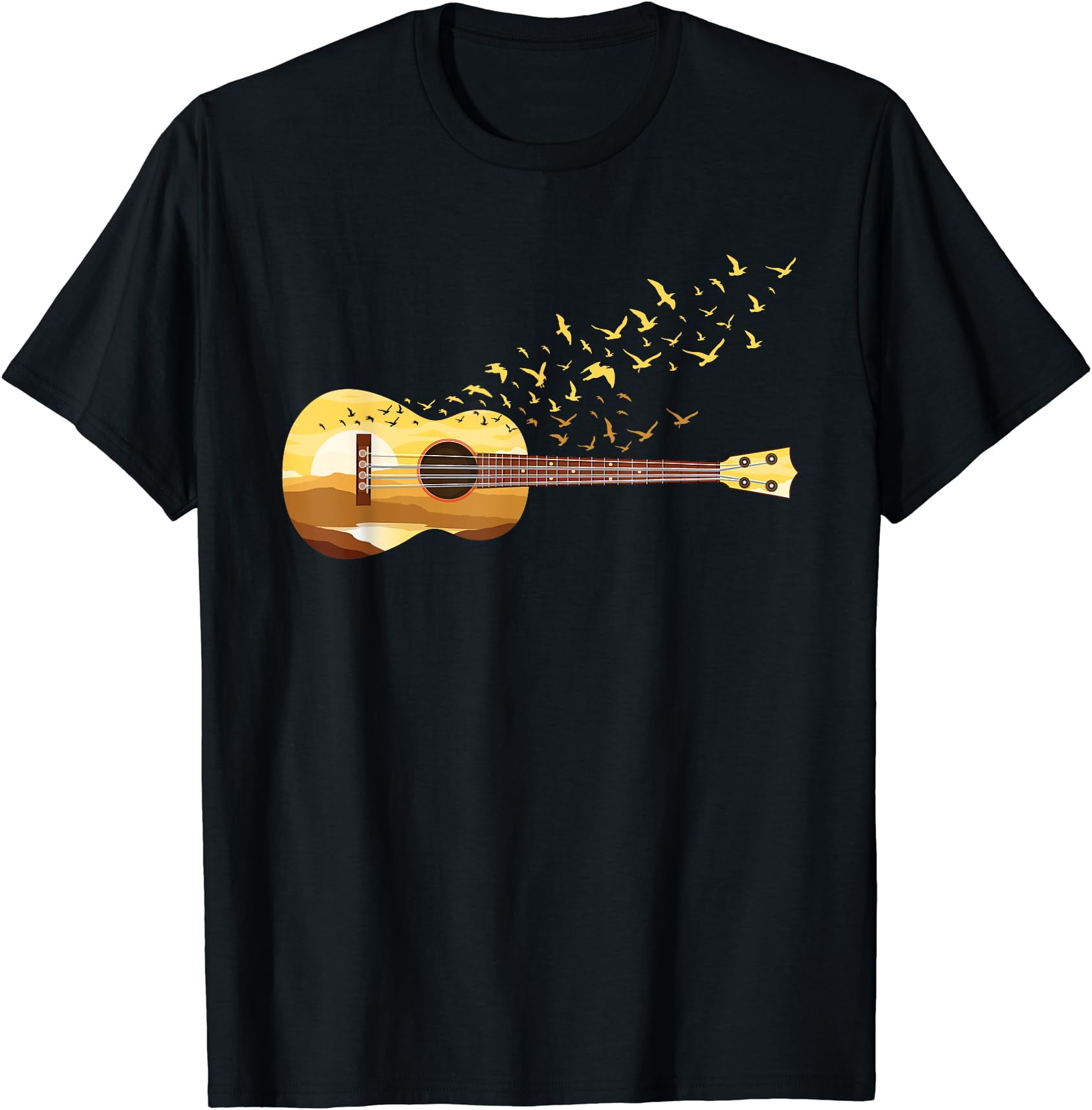 Scenic Uke Guitar - Ukulele Lover Guitar Ukulelist Cotton T-Shirt ...