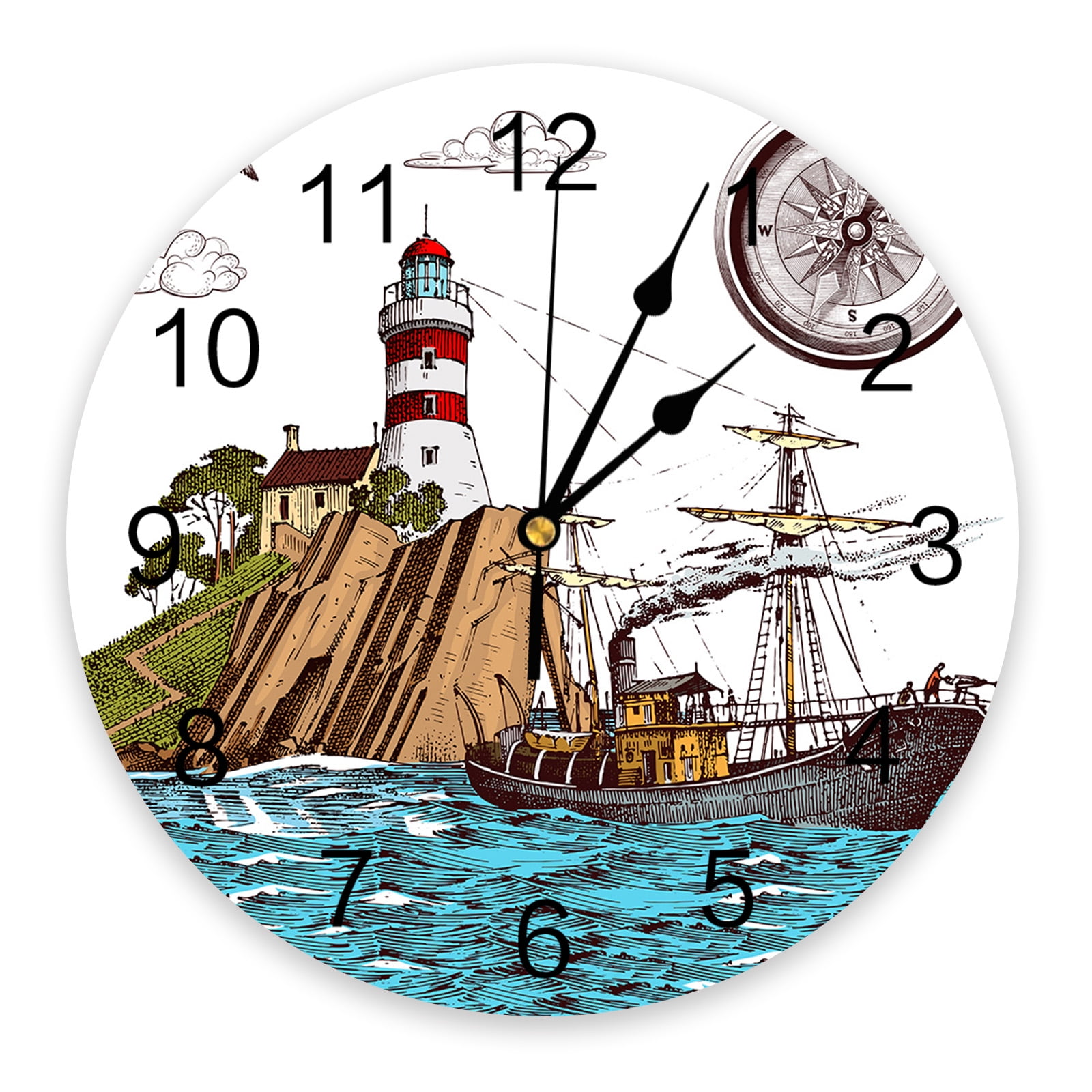 Scenic Watchtower Marine Reef Sea New Wall Clock Fashion Living Room ...