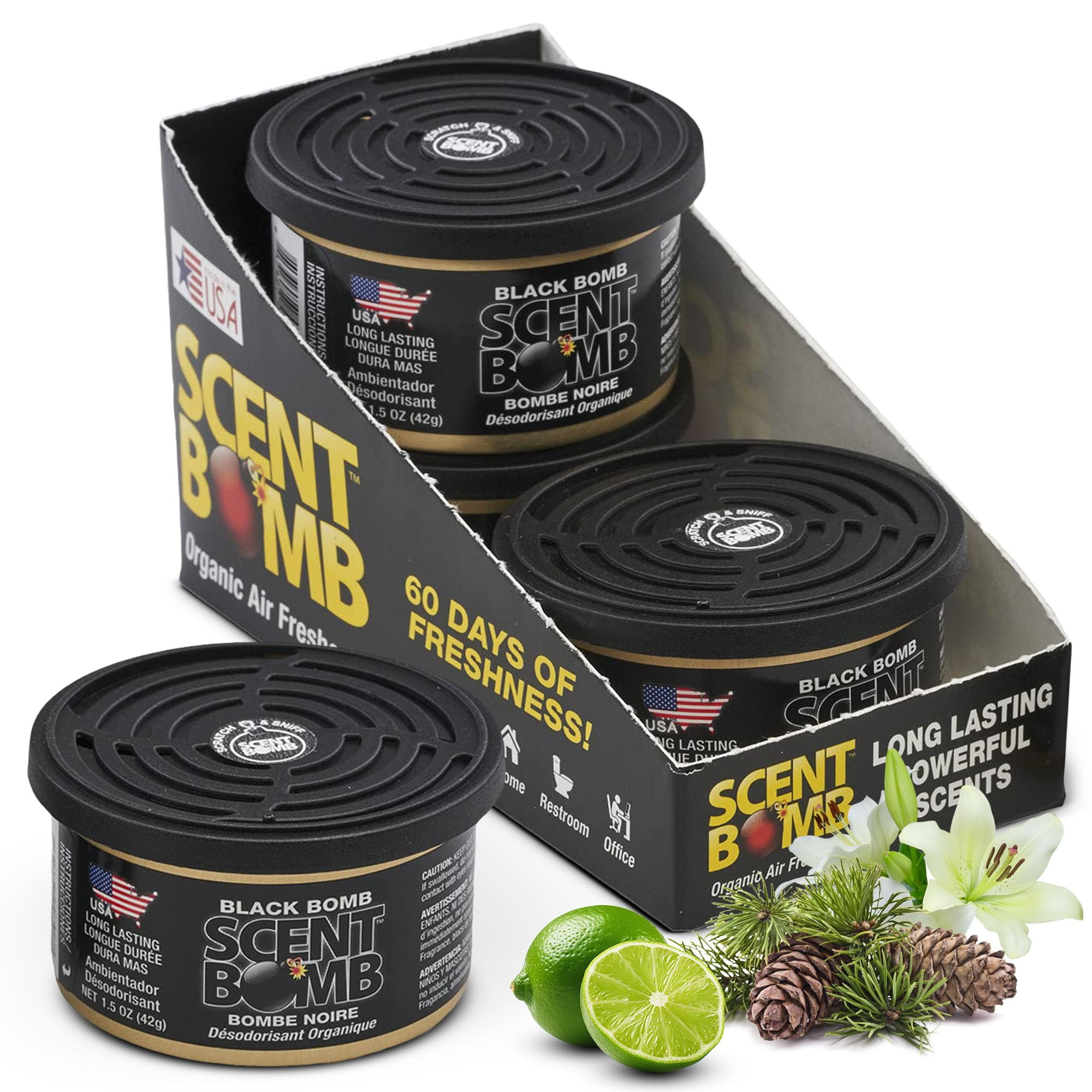 Scent Bomb Black Bomb Organic Spill-Proof Air Freshener Cans – Natural ...
