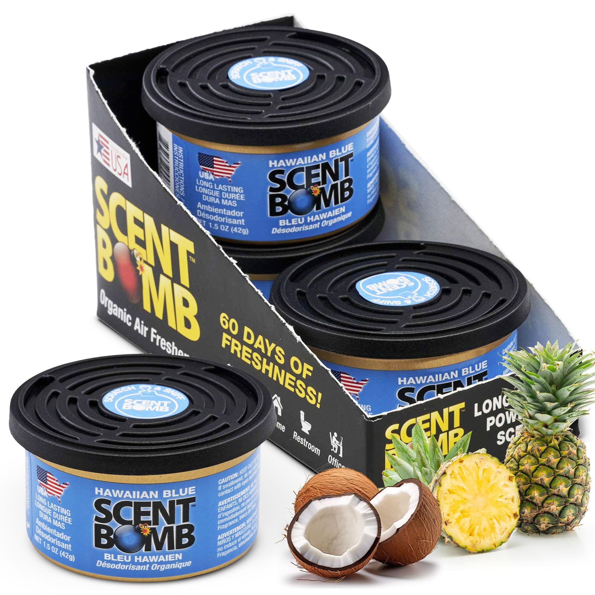 Scent Bomb Hawaiian Blue Organic Spill-Proof Air Freshener Cans ...