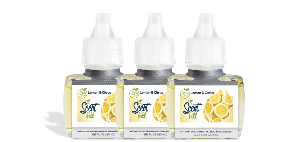 Scent Fill 100% Natural Citrus & Lemon Plug in Air Freshener, 3 Scented ...