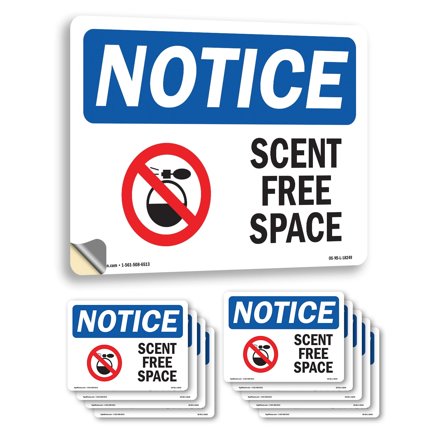 Scent Free Space With Symbol OSHA Notice Vinyl Decal Label 5 Inch x 3.5 ...