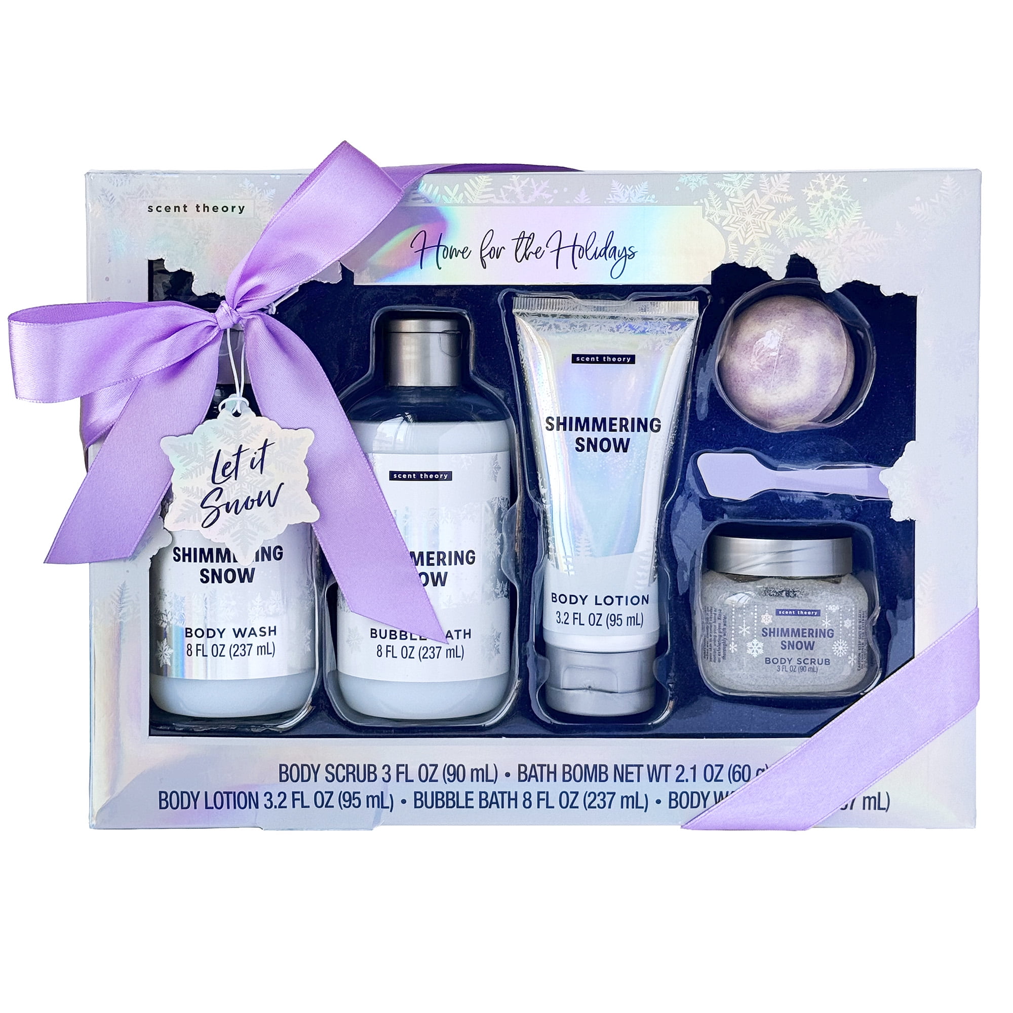 Scent Theory Shimmering Snow Holiday Bath Gift Set, 5 Piece - Walmart.com