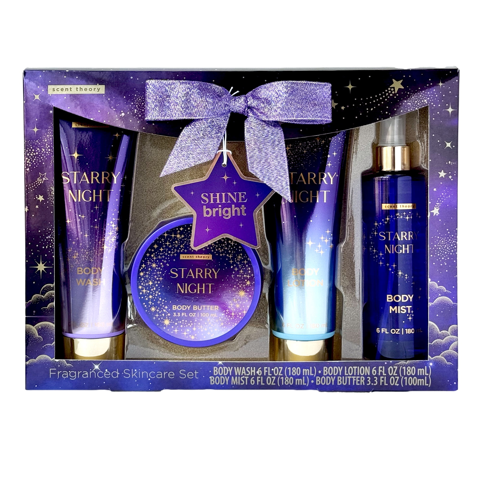 Scent Theory Starry Night Holiday Skincare Gift Set, 4 Piece - Walmart ...