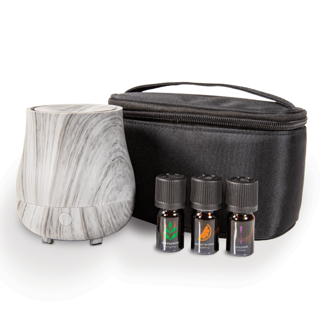 ScentSationals Aromatherapy Oil Diffuser Gift Set, Gray Woodgrain ...