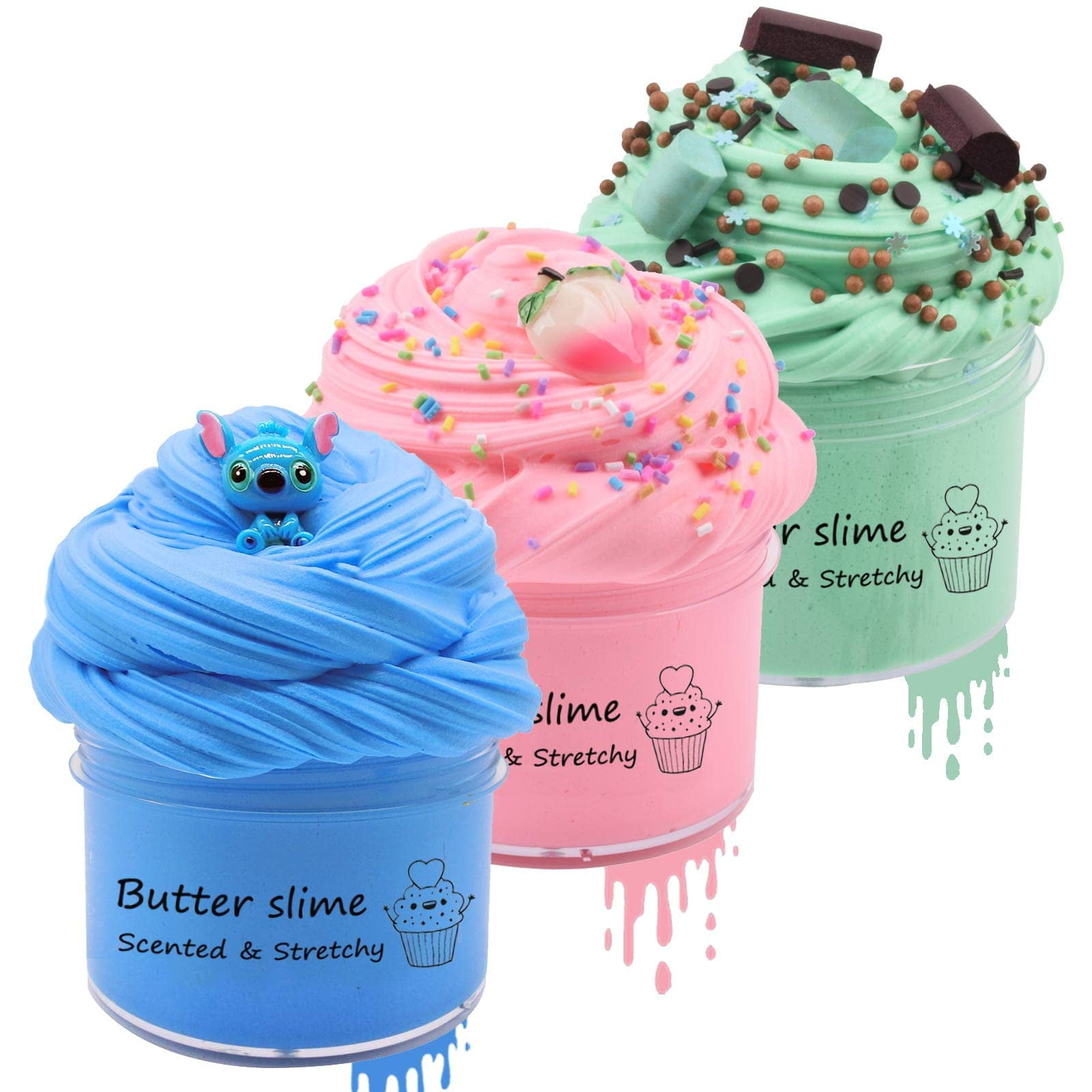 Scented Butter Slime 3 Pack, Stretchy and Non-Sticky Slime for Kids ...