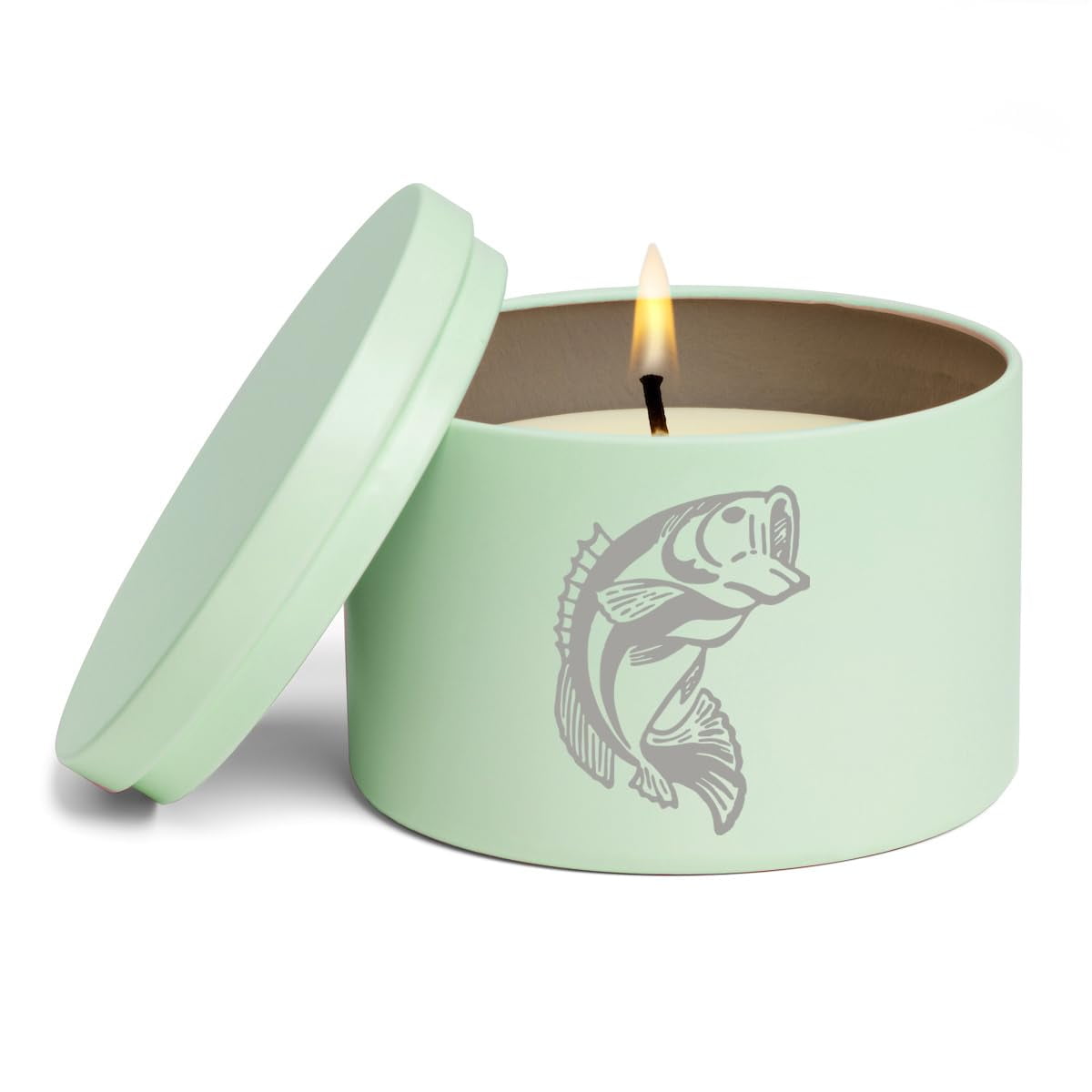 Scented Candle Gift 8oz with Lid Bass Fish (Green, Citrus) - Walmart.com