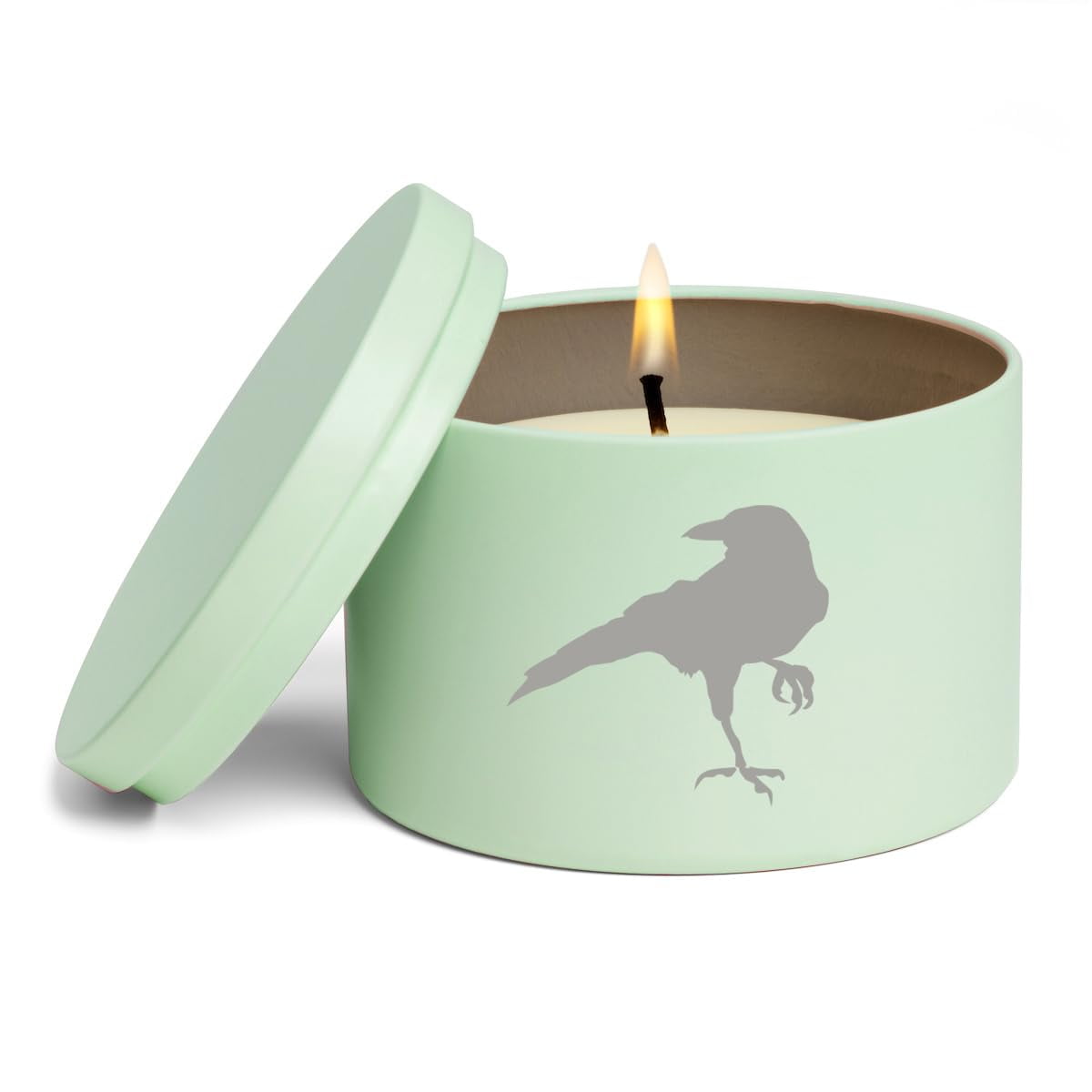 Scented Candle Gift 8oz with Lid Crow Raven Blackbird (Vanilla - Green ...
