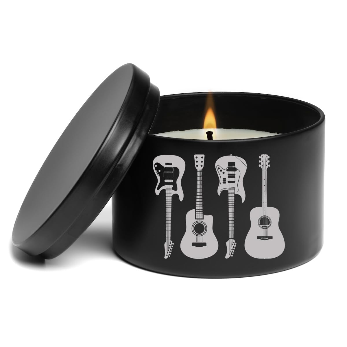 Scented Candle Gift 8oz with Lid Guitars (Black, Citrus) - Walmart.com