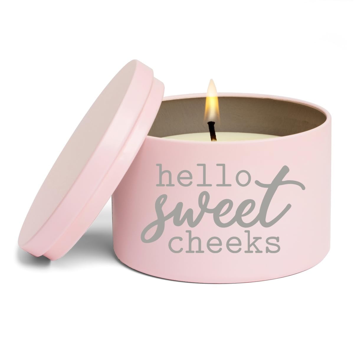 Scented Candle Gift 8oz with Lid Hello Sweet Cheeks Funny Bathroom ...