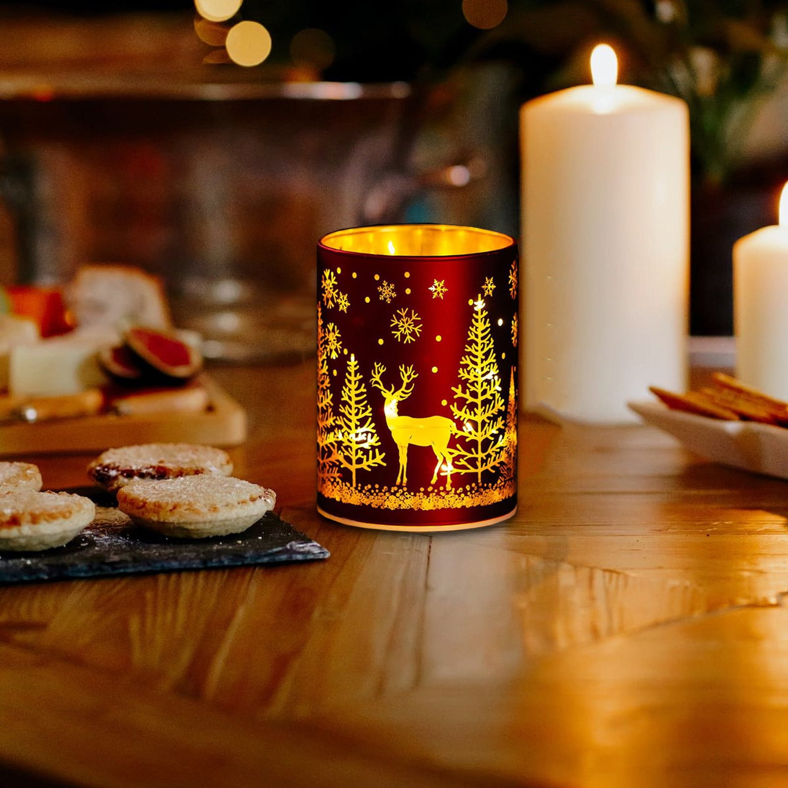 Scented Candles Forest Deer Fiber Optic Flameless Pillar Candles with ...