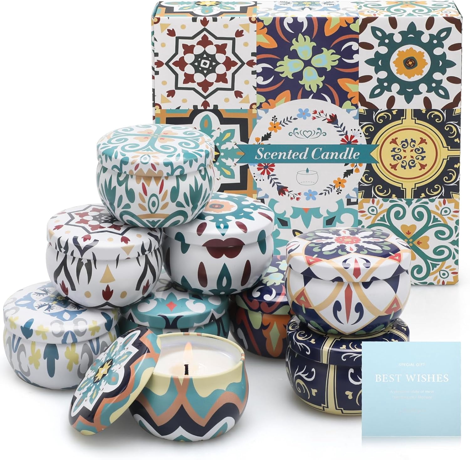 Scented Candles Gift Set, 8% Essential Oil, 4 Pack Aromatherapy Candle ...