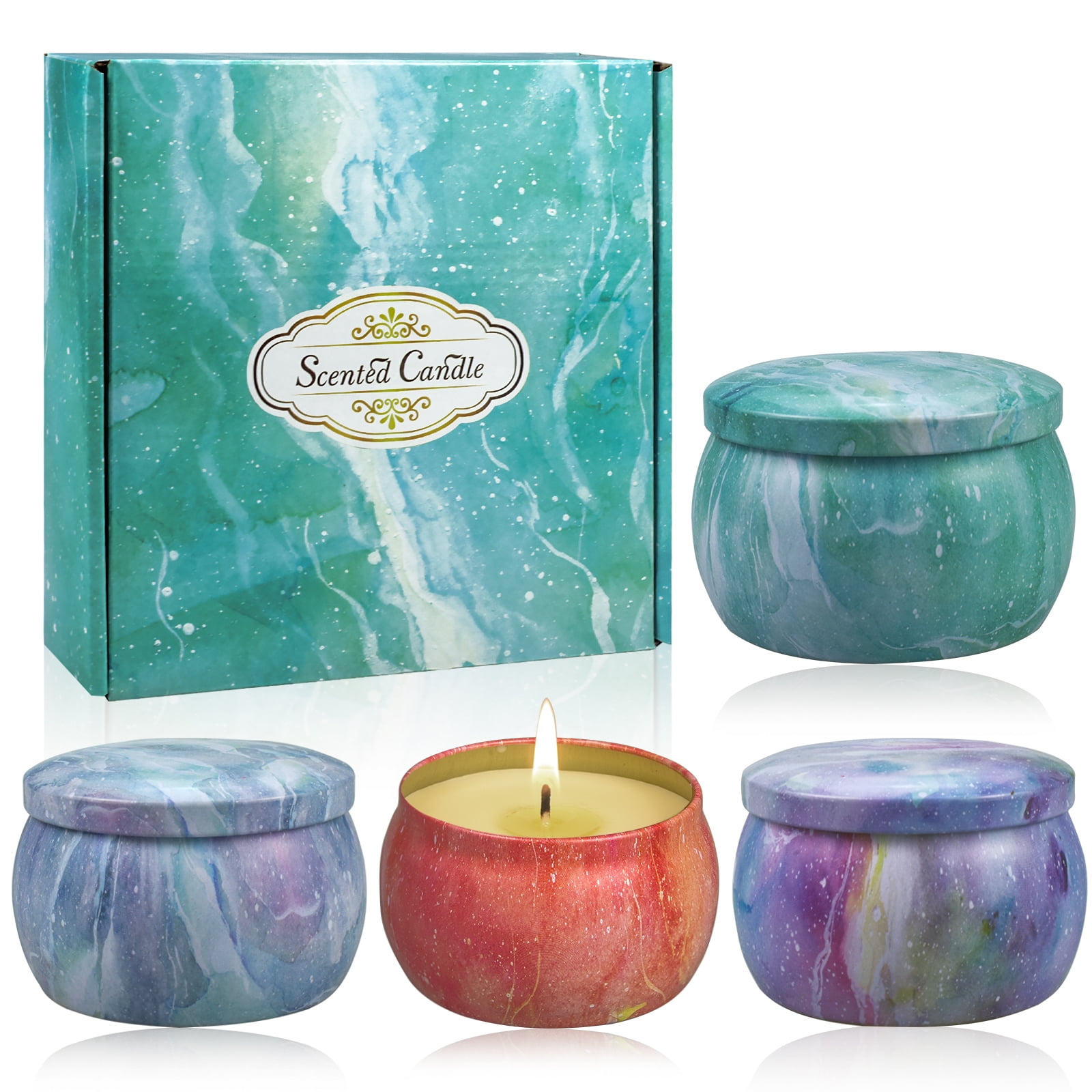 Scented Candles Gift Set, 8% Essential Oil, 4 Pack Aromatherapy Candle ...