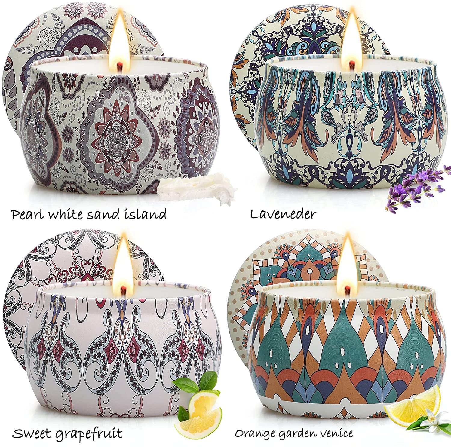 Scented Candles Gifts For Women Mom, 8% Essential Oil, 4 Pack Soy ...