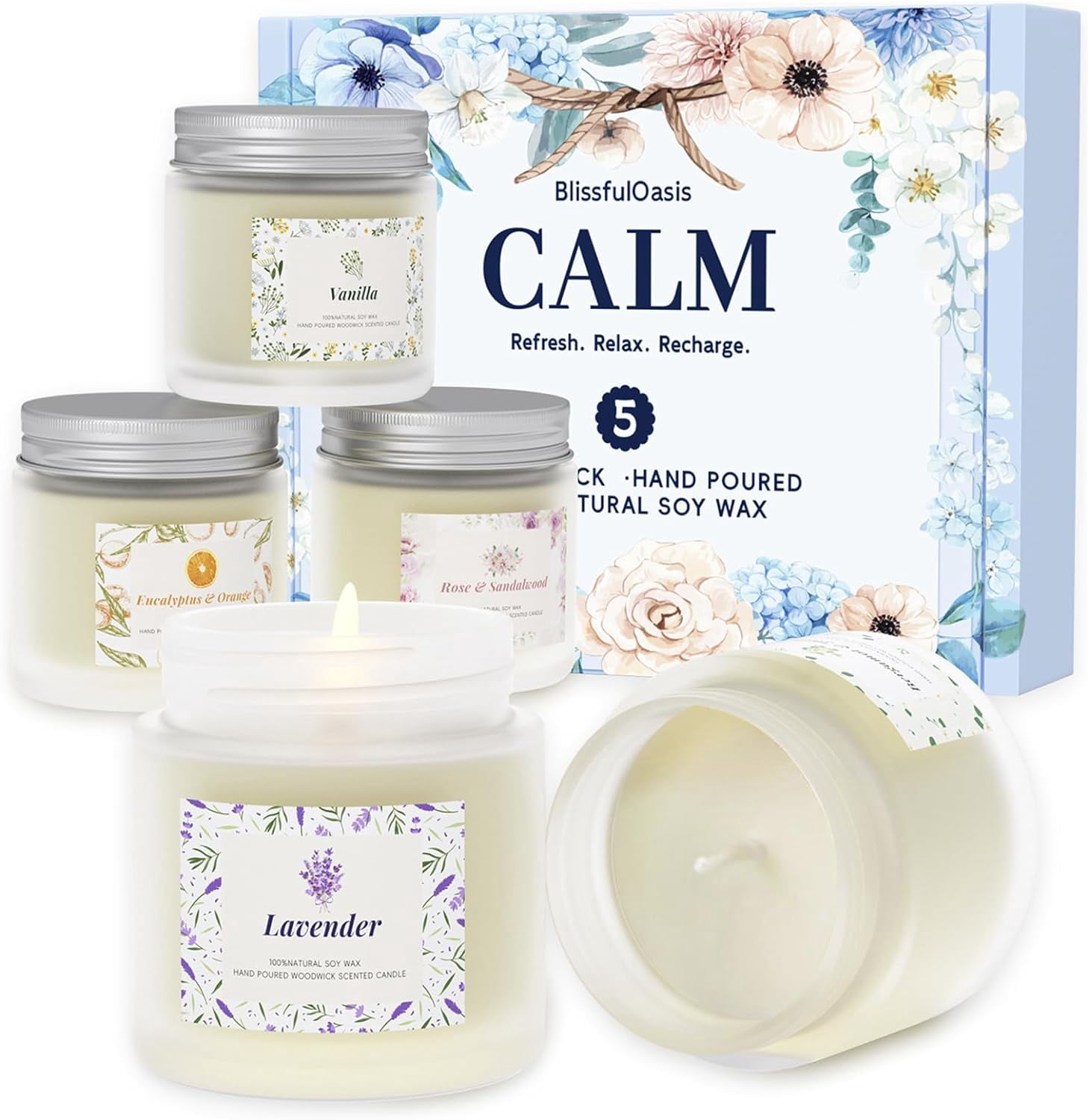 Scented Candles, Long-Lasting Candles for Home Scented, 5 Pack Candle ...