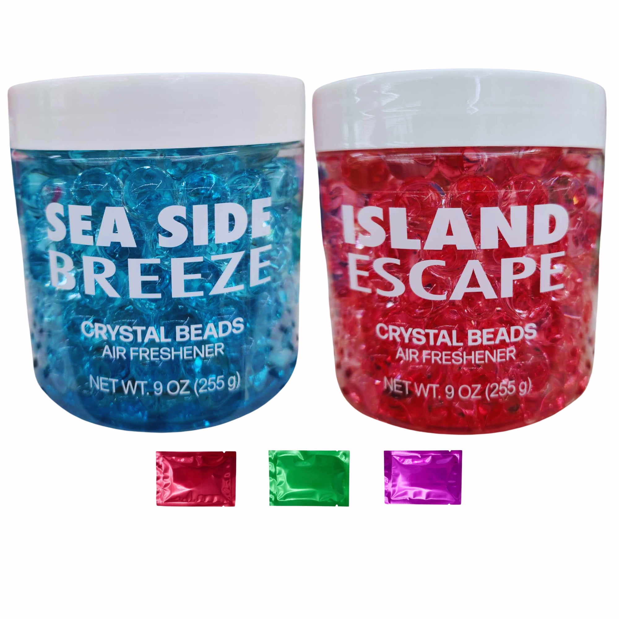 Scented Crystal Beads Air Freshener Set of 2- Sea Side Breeze & Island ...