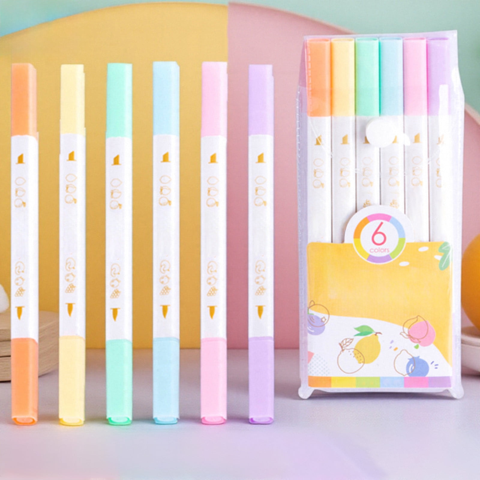 Scented Highlighters, Double Tip Markers, Color Pocket Markers, 6 ...