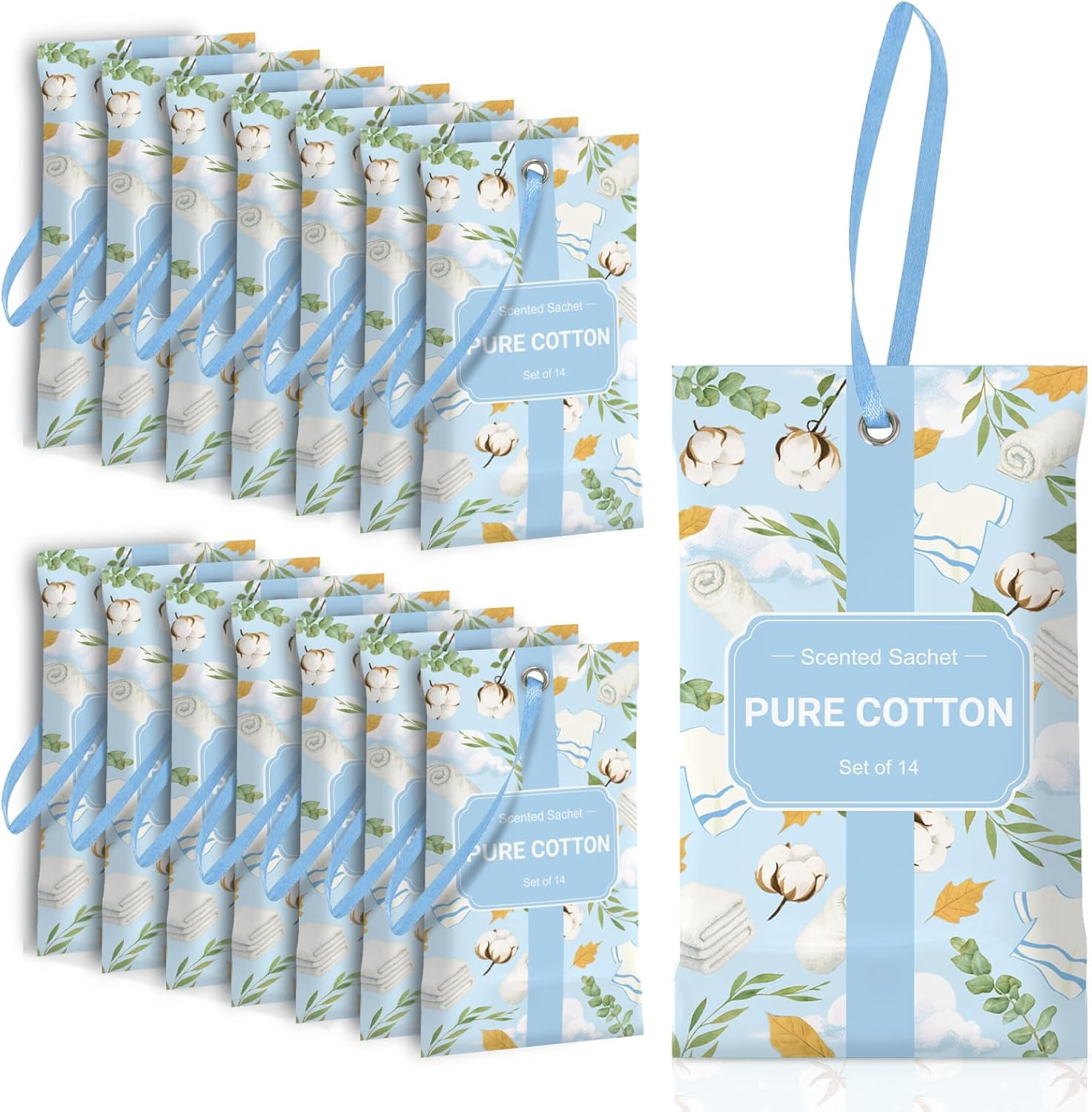 Scented Sachets for Drawers and Closets, Pure Cotton Scent 14 Pack ...