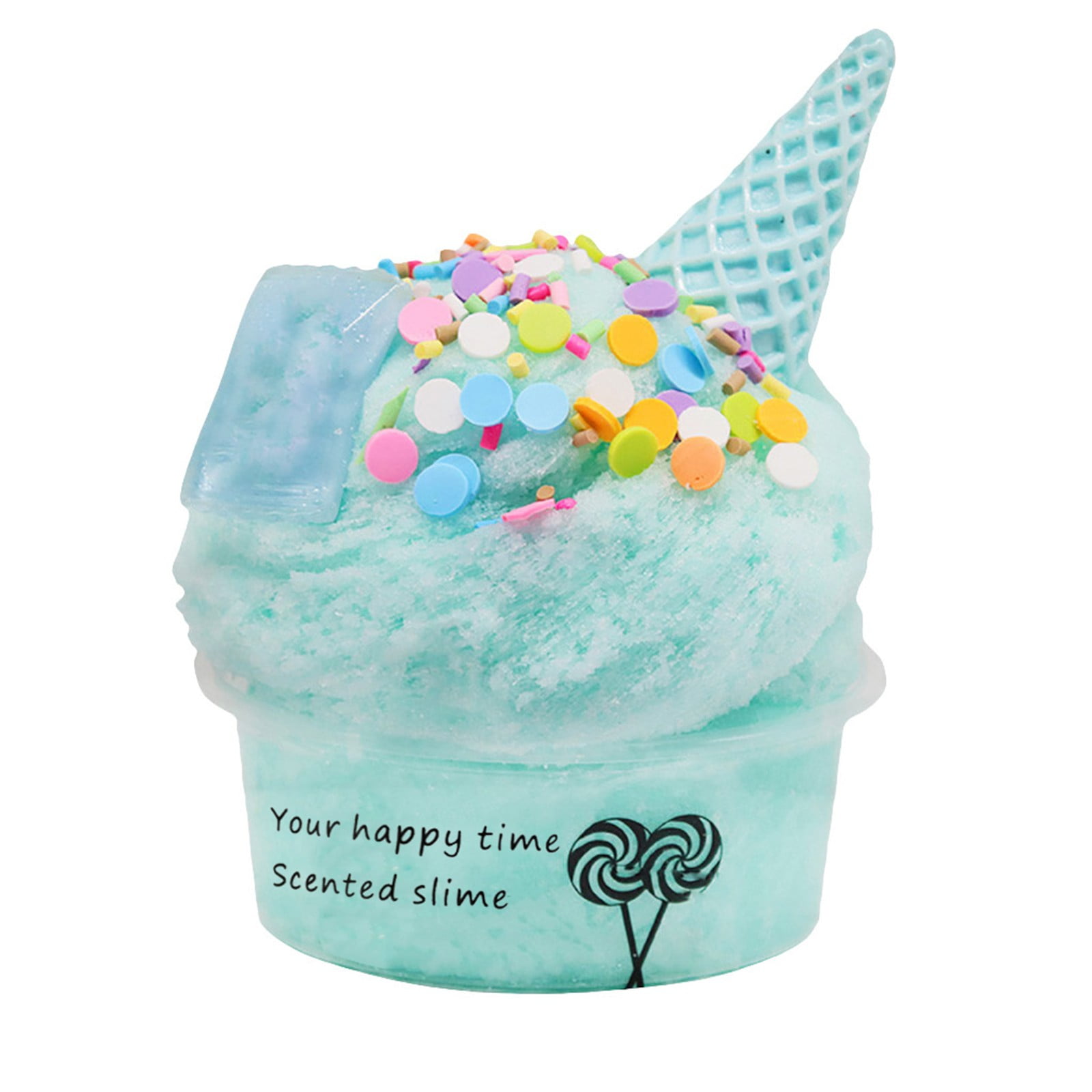 Scented Slime Toy with Colorful Sprinkles Ice Cream Shape Blue Slime ...