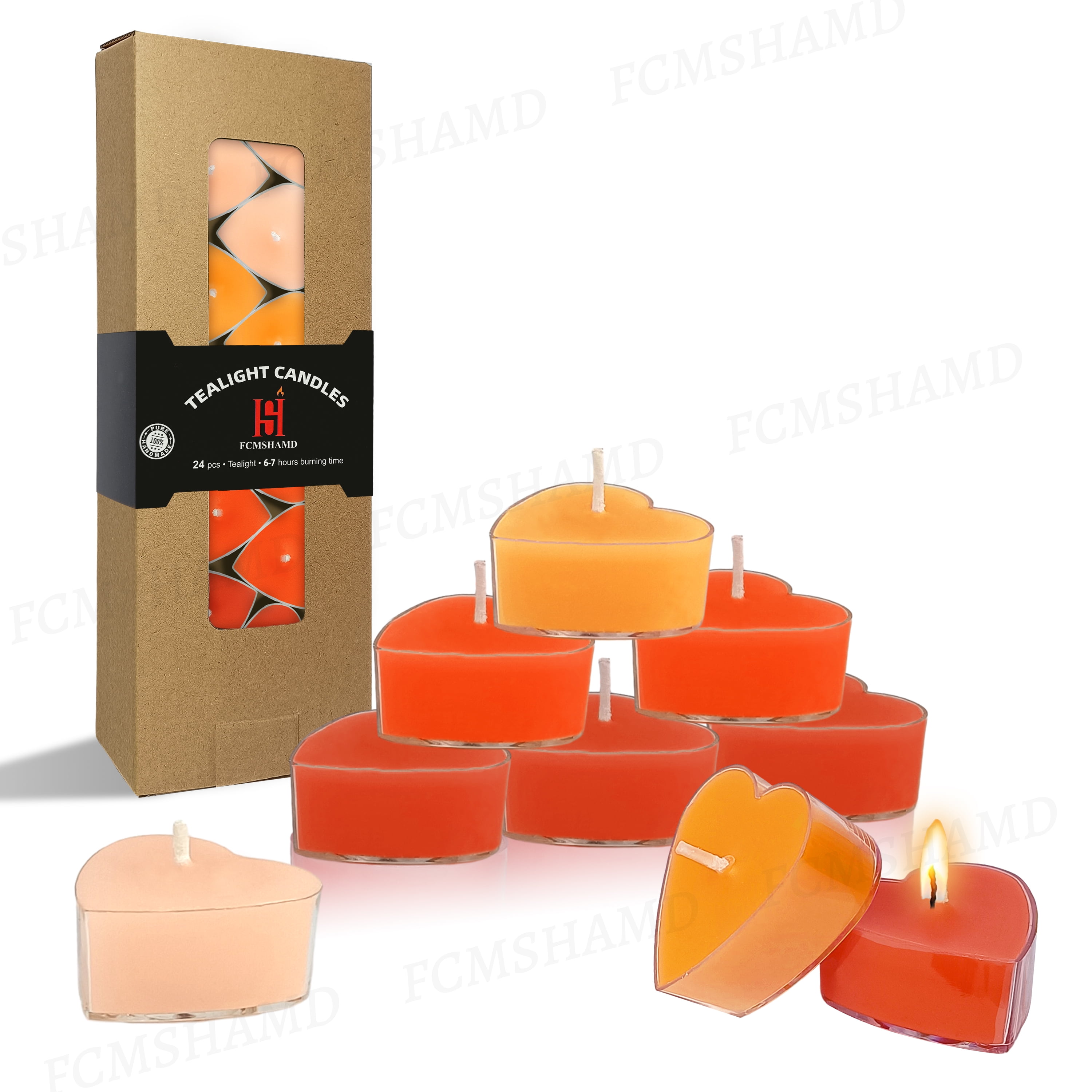 Scented Tealight Candles, Clear Cup Orange Aroma Tea Lights Candles, 24 ...