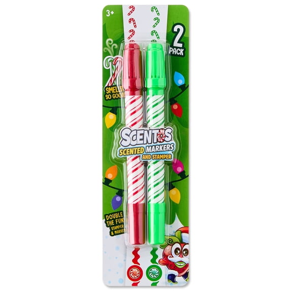 Scentos Candy Cane Scented 2-Sided Stamper & Marker - Red & Green, Ages ...